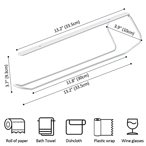 Poeland Paper Towel Holder, Wall Mount Paper Towel Rack, Nail-Free Glue Paper Towel Holder Under Cabinet for Kitchen, Bathroom, Pantry 2 Pack