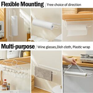 Poeland Paper Towel Holder, Wall Mount Paper Towel Rack, Nail-Free Glue Paper Towel Holder Under Cabinet for Kitchen, Bathroom, Pantry 2 Pack