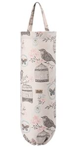 xcx canvas grocery bag holder, plastic bag dispenser storage organizer (bird)