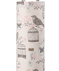 XCX Canvas Grocery Bag Holder, Plastic Bag Dispenser Storage Organizer (Bird)