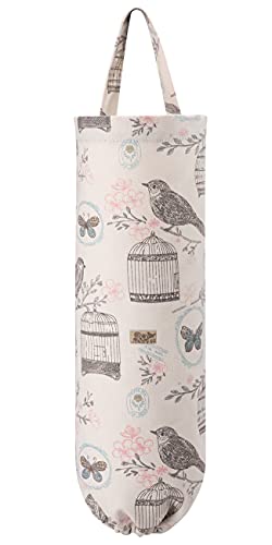 XCX Canvas Grocery Bag Holder, Plastic Bag Dispenser Storage Organizer (Bird)