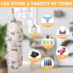 XCX Canvas Grocery Bag Holder, Plastic Bag Dispenser Storage Organizer (Bird)