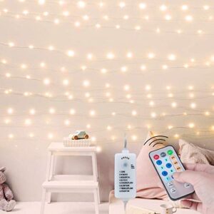 minetom usb fairy string lights with remote and power adapter, 66 feet 200 led firefly lights for bedroom wall ceiling christmas tree wreath craft wedding party decoration, warm white