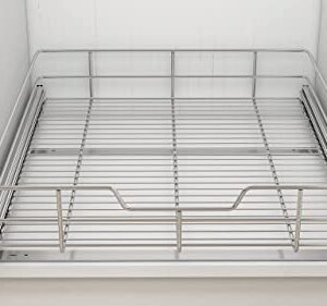 Pull Out Cabinet Organizer - Slide Out Under Cabinet Basket for Kitchen, Bathroom, Pantry Heavy Duty Slide Out Shelves, Requires At Least 24” Cabinet Opening (23.6W x 22D x 5.5H inch, Chrome)