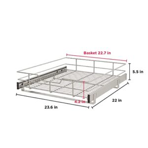 Pull Out Cabinet Organizer - Slide Out Under Cabinet Basket for Kitchen, Bathroom, Pantry Heavy Duty Slide Out Shelves, Requires At Least 24” Cabinet Opening (23.6W x 22D x 5.5H inch, Chrome)