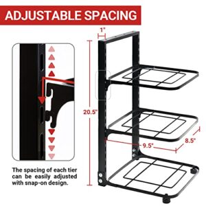 Sakuchi Pots and Pans Organizer for Cabinet, 3 Tiers Heavy-Duty Pot and Pan Rack for Kitchen Organization, Height Adjustable and Space Saving Pot Organizer, Black