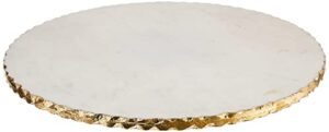 mud pie 41140011 marble lazy susan white, 16″ dia