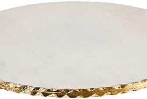 Mud Pie 41140011 Marble Lazy Susan White, 16" dia