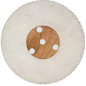 Mud Pie 41140011 Marble Lazy Susan White, 16" dia