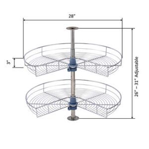 Dowell 28" Kidney Chrome 2-Shelf Lazy Susans Kitchen Base Cabinet Corner Organizer