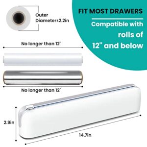 Refillable Plastic Wrap Dispenser, Cling Wrap Dispenser with Slide Cutter, Reusable Plastic Food Wrap Dispenser, Foil and Cling Film Dispenser with Cutter, 1 Roll 12" x 200ft Plastic Wrap Included