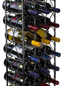 Sorbus Metal Wine Rack - Bordeaux Chateau Style Wine Cellar Stand - Holds 23 Bottles - Minimal Assembly (Black)