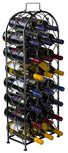 Sorbus Metal Wine Rack - Bordeaux Chateau Style Wine Cellar Stand - Holds 23 Bottles - Minimal Assembly (Black)