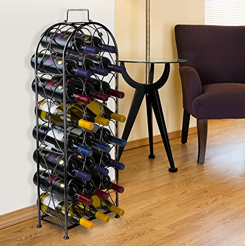 Sorbus Metal Wine Rack - Bordeaux Chateau Style Wine Cellar Stand - Holds 23 Bottles - Minimal Assembly (Black)