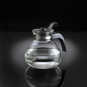 CAFÉ BREW COLLECTION Borosilicate Glass Stove Top Whistling Tea Kettle - Best BPA Free Whistling Tea Kettle - Best Glass Tea Kettle - 12 Cup Stovetop Glass Whistling Tea Kettle by Medelco