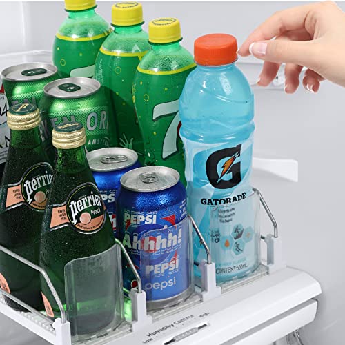 Assembly-Free Soda Can Organizer for Refrigerator - Self-Pushing Drink Dispenser for Fridge,Freezer,Cabinets & Pantry - Holds up to 12 Cans (12-20oz) - Beverage & Small Canned Food Organizer