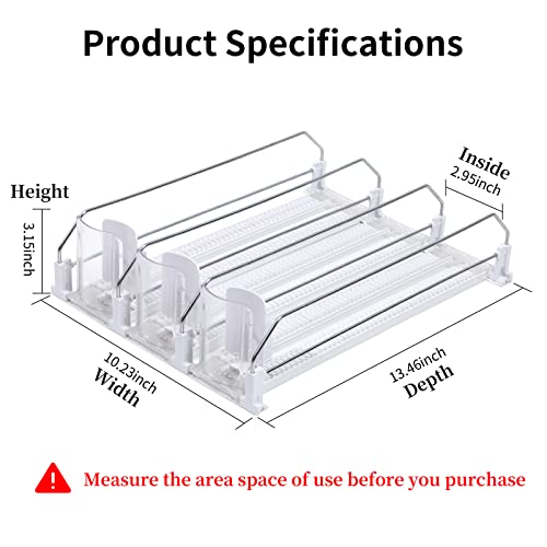 Assembly-Free Soda Can Organizer for Refrigerator - Self-Pushing Drink Dispenser for Fridge,Freezer,Cabinets & Pantry - Holds up to 12 Cans (12-20oz) - Beverage & Small Canned Food Organizer