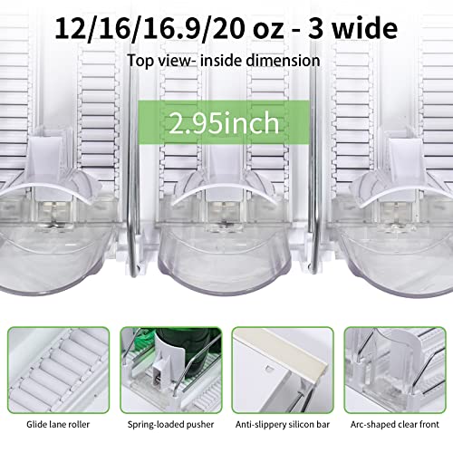 Assembly-Free Soda Can Organizer for Refrigerator - Self-Pushing Drink Dispenser for Fridge,Freezer,Cabinets & Pantry - Holds up to 12 Cans (12-20oz) - Beverage & Small Canned Food Organizer