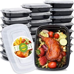 Glotoch Meal Prep Container Reusable,50Pack 32oz Plastic Food Prep Containers with Lids,BPA Free,Microwave, Dishwasher Safe Disposable To Go Containers for Food,Leftover,Single Compartment