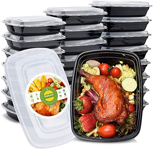 Glotoch Meal Prep Container Reusable,50Pack 32oz Plastic Food Prep Containers with Lids,BPA Free,Microwave, Dishwasher Safe Disposable To Go Containers for Food,Leftover,Single Compartment