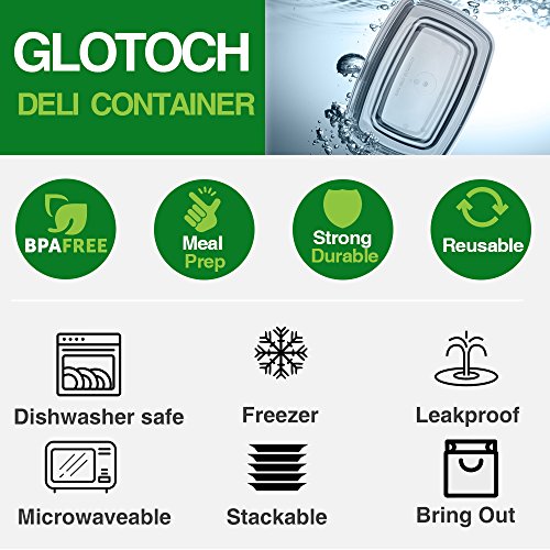 Glotoch Meal Prep Container Reusable,50Pack 32oz Plastic Food Prep Containers with Lids,BPA Free,Microwave, Dishwasher Safe Disposable To Go Containers for Food,Leftover,Single Compartment