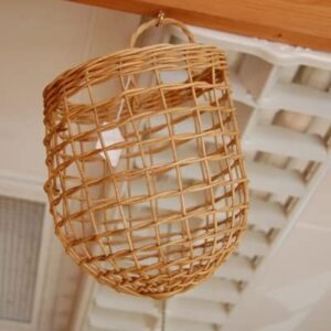 Elsjoy Set of 2 Wall Hanging Onion Basket, Wicker Woven Basket Handmade Rattan Basket, Fruits and Veggies Storage Basket for Pantry, Kitchen, Garden