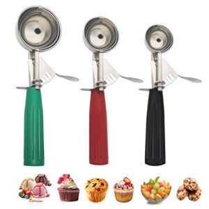 cookie scoop set, ice cream scoop set, multiple size large-medium-small size disher, professional 18/8 stainless steel cupcake scoop