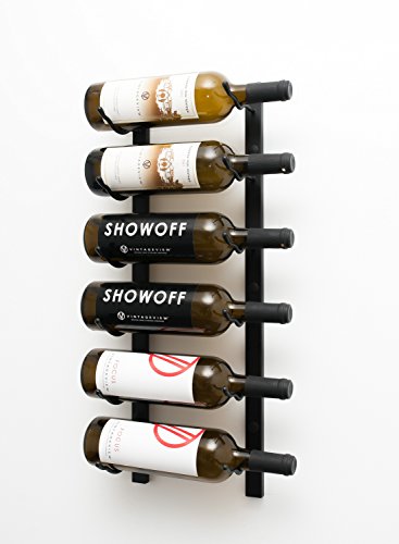 VintageView W Series Wine Rack 2 | Modern Wall Mounted Wine Storage (6 Bottles, Matte Black)