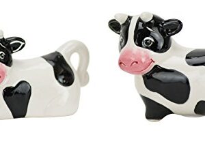 Boston Warehouse Udderly Cow Salt & Pepper Shaker Set, Hand Painted Ceramic