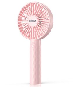 honhey handheld fan super mini personal fan with rechargeable battery operated and 3 adjustable speed portable hand held fan eyelash fan for girls women kids outdoor travelling indoor office home (pink)