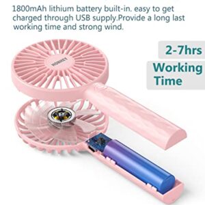 HonHey Handheld Fan Super Mini Personal Fan with Rechargeable Battery Operated and 3 Adjustable Speed Portable Hand Held Fan Eyelash Fan for Girls Women Kids Outdoor Travelling Indoor Office Home (pink)