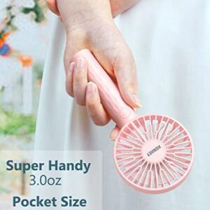 HonHey Handheld Fan Super Mini Personal Fan with Rechargeable Battery Operated and 3 Adjustable Speed Portable Hand Held Fan Eyelash Fan for Girls Women Kids Outdoor Travelling Indoor Office Home (pink)