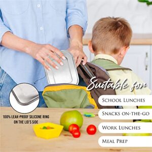 Steel Lunch Box, Stainless Steel Lunch Box, foldable Pork and Spon, Leakproof Container , 1400ml Steel Bento Lunch Box, Metal Lunch box for Adult and kids. Insulated Stainless Steel Lunch Container