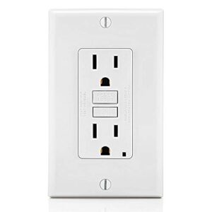 leviton gfnt1-w self-test smartlockpro slim gfci non-tamper-resistant receptacle with led indicator, wallplate included, 15-amp, white