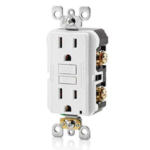 Leviton GFNT1-W Self-Test SmartlockPro Slim GFCI Non-Tamper-Resistant Receptacle with LED Indicator, Wallplate Included, 15-Amp, White