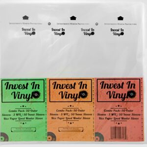 100 LP Sleeves Combo Pack (50 3 mil Outer & 50 Master Inner Sleeves) 33 RPM 12" Vinyl Record Sleeves Provide Your LP Collection with The Proper Protection - Invest In Vinyl