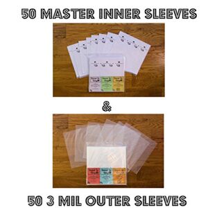 100 LP Sleeves Combo Pack (50 3 mil Outer & 50 Master Inner Sleeves) 33 RPM 12" Vinyl Record Sleeves Provide Your LP Collection with The Proper Protection - Invest In Vinyl