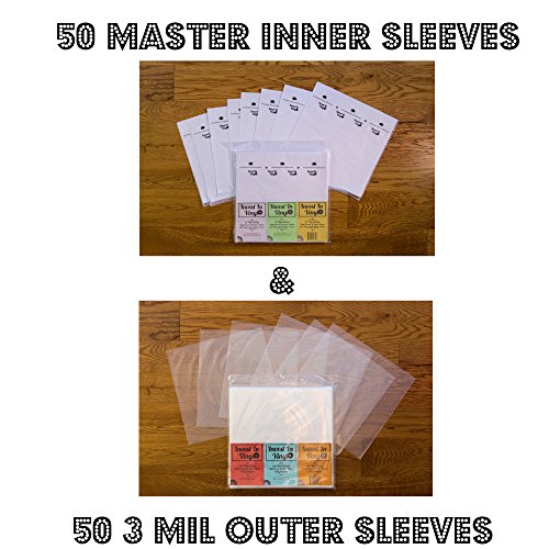 100 LP Sleeves Combo Pack (50 3 mil Outer & 50 Master Inner Sleeves) 33 RPM 12" Vinyl Record Sleeves Provide Your LP Collection with The Proper Protection - Invest In Vinyl