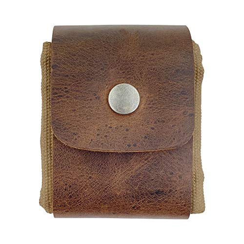 Hide & Drink, Waxed Canvas Foraging Pouch (Collapsible) for Hiking, Treasures & Seashells, Easy Looping Around Belts, Hands-Free Access, Genuine Leather, Handmade Includes 101 Year Warranty (Fatigue)