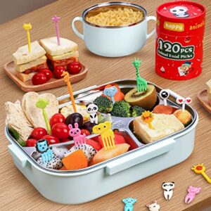 120PCS Animal Food Picks for Kids, Vicuna R Toddler Food Picks BPA-Free, Fun Kids Food Picks for Bento Box, Reusable Cute Fruit Toothpicks, Kids Lunch Accessories Decorations