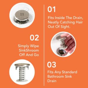 SinkShroom Revolutionary Bathroom Sink Drain Protector Hair Catcher, Strainer, Snare, Nickel Edition