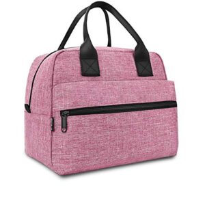 lunch bag for men & women insulated lunch bags large box for work adult reusable lunch boxes cooler tote (pink)