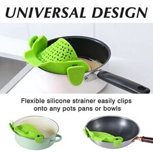 Pasta Strainer and Pot Strainer Kitchen Gadgets - Adjustable Silicone Clip On Strainer for Pots Pans and Bowls Strainers for Kitchen