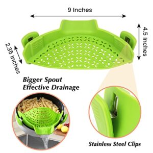 Pasta Strainer and Pot Strainer Kitchen Gadgets - Adjustable Silicone Clip On Strainer for Pots Pans and Bowls Strainers for Kitchen