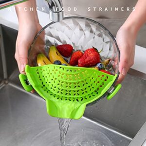 Pasta Strainer and Pot Strainer Kitchen Gadgets - Adjustable Silicone Clip On Strainer for Pots Pans and Bowls Strainers for Kitchen