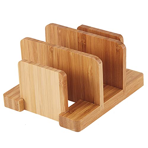 Kunovo Bamboo Pot Lid Holder,Cutting Board Organizer,Baking Sheet/Pan Organizer Rack for Cabinet (GGJ-A)