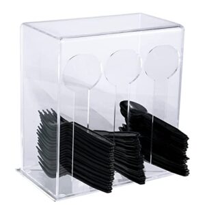 acrylic utensil dispenser clear cutlery organizer 3 compartment utensil holder for party knife spoon and fork holder plastic silverware holder for kitchen countertop flatware restaurant storage caddy