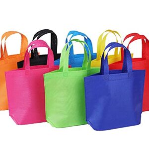 Shindel 24 Pack 13" Tote Gift Bags One Side Blank Non-woven Bags Colored Treat Bags, Easter Egg Hunt Bags