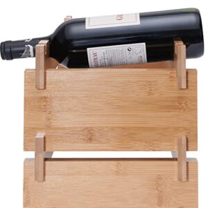 Modular Stackable Bamboo Wooden Wine Rack; Easy to Assemble & Add Levels; Bottles Rest Slanting Downwards to Keep Corks Moist; for Kitchen, Pantry, Cellar Storage (12 Bottle Capacity, 6 x 2 Rows)