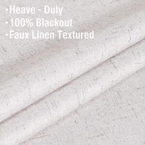 H.VERSAILTEX Linen Blackout Curtains 84 Inches Long 100% Absolutely Blackout Thermal Insulated Textured Linen Look Curtain Draperies Anti-Rust Grommet, Energy Saving with White Liner, 2 Panels, Ivory